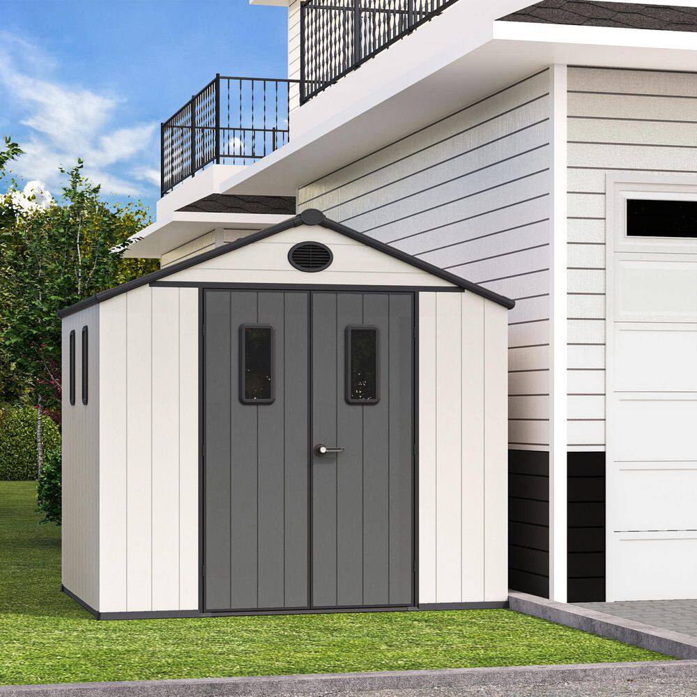 JOYSIDE 6 ft. x 8 ft. Durable Resin Shed Garden Outdoor Storage Shed ...