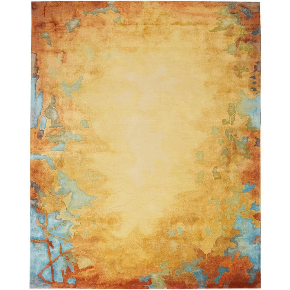 Nourison Prismatic Gold/Multicolor 6 ft. x 8 ft. Abstract Contemporary ...