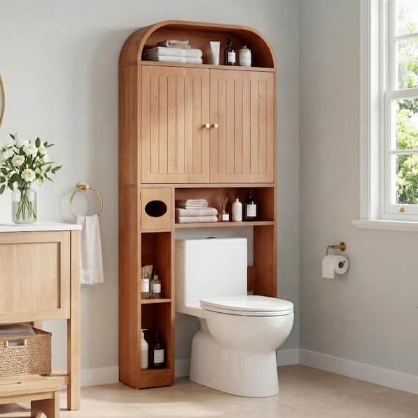 ATHMILE 67.72 in. H Arc Shape Natural Bathroom Etageres and Space ...