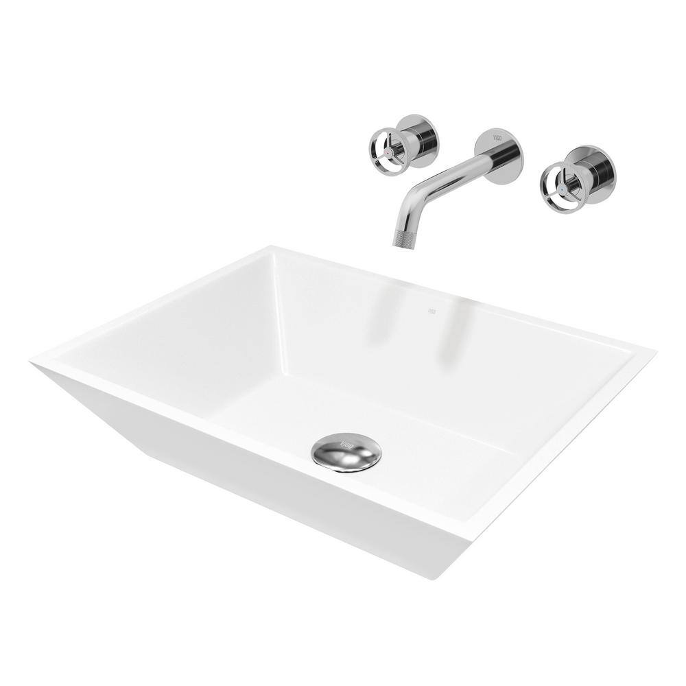 VIGO Matte Stone Vinca Composite Rectangular Vessel Bathroom Sink in ...