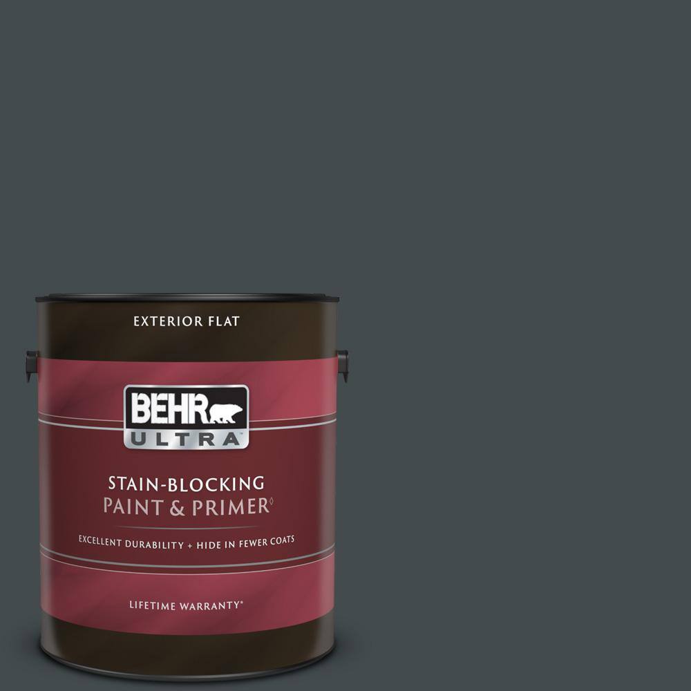 BEHR ULTRA 1 gal. #730F-7 Black Sable Flat Exterior Paint & Primer ...