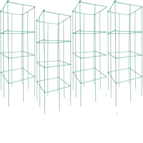 spca 39.4 in. H Green Steel Square Tomato Plant Support Cages Trellis ...