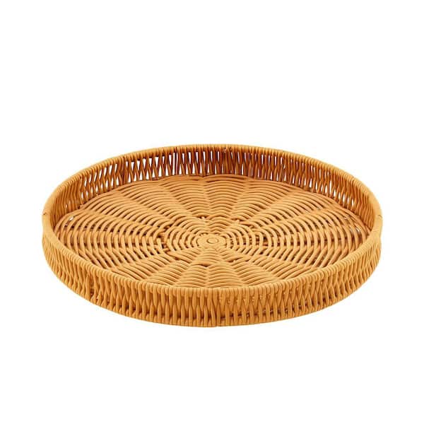 Lazy Susan Organizer Single Shelf Natural Rattan Hand Woven Rotating ...