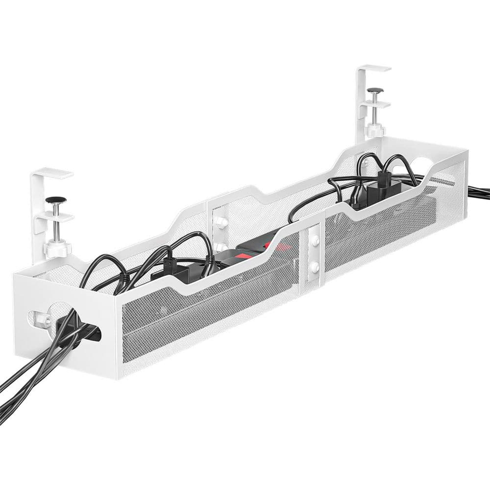 Yichuhaoxi Under Desk Cable Management Tray in White No Drill 25 ...