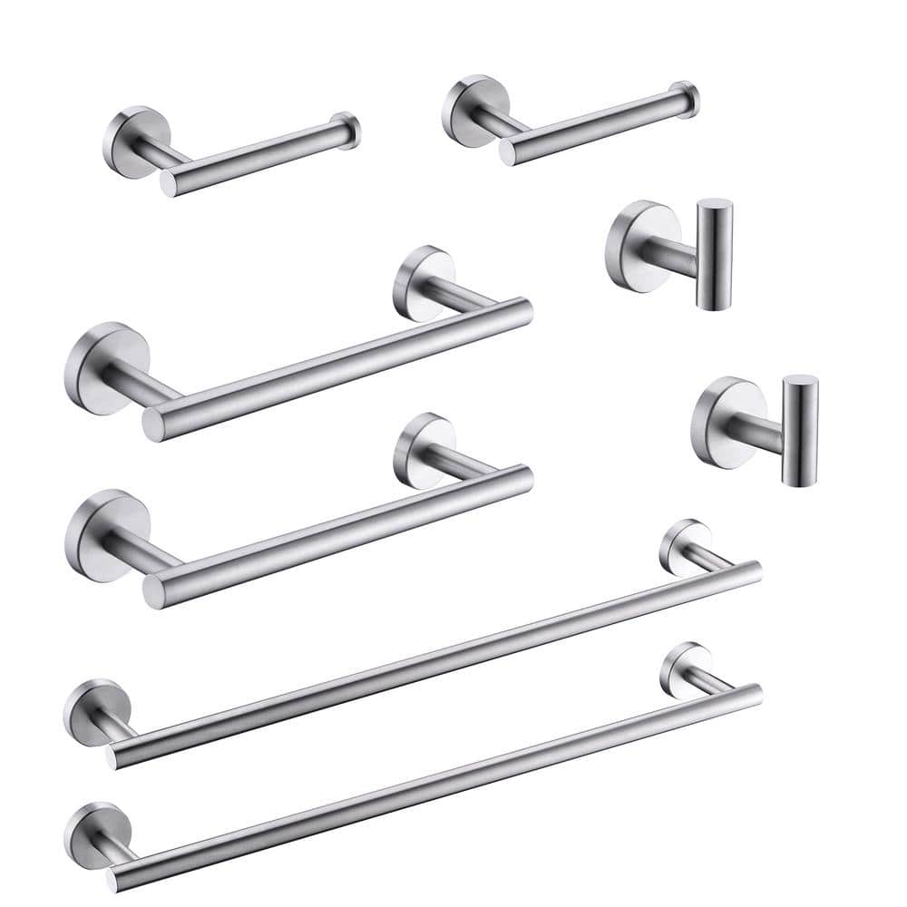 Tahanbath 8 Piece Bath Hardware Set With Toilet Paper Holder In Silver