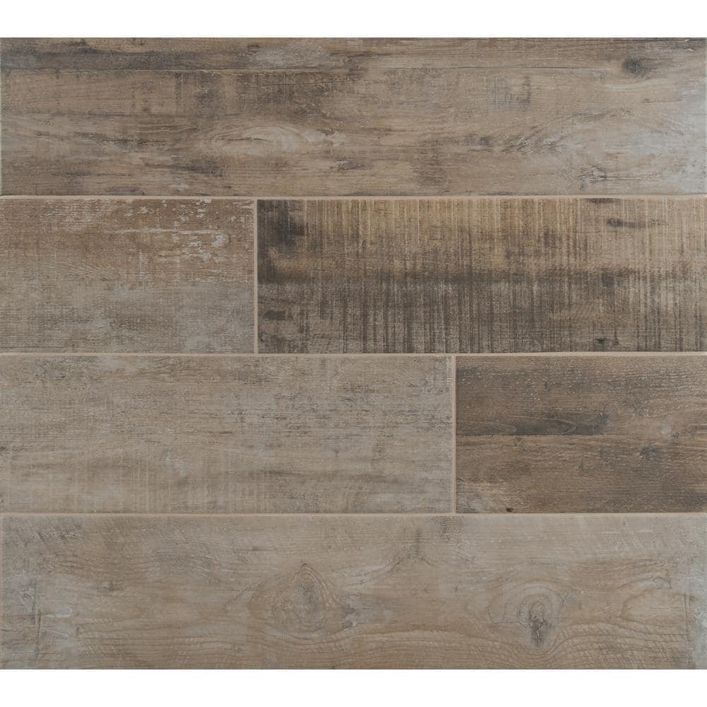 MSI Barnwood Cognac 8 in. x 36 in. Glazed Porcelain Floor and Wall Tile ...