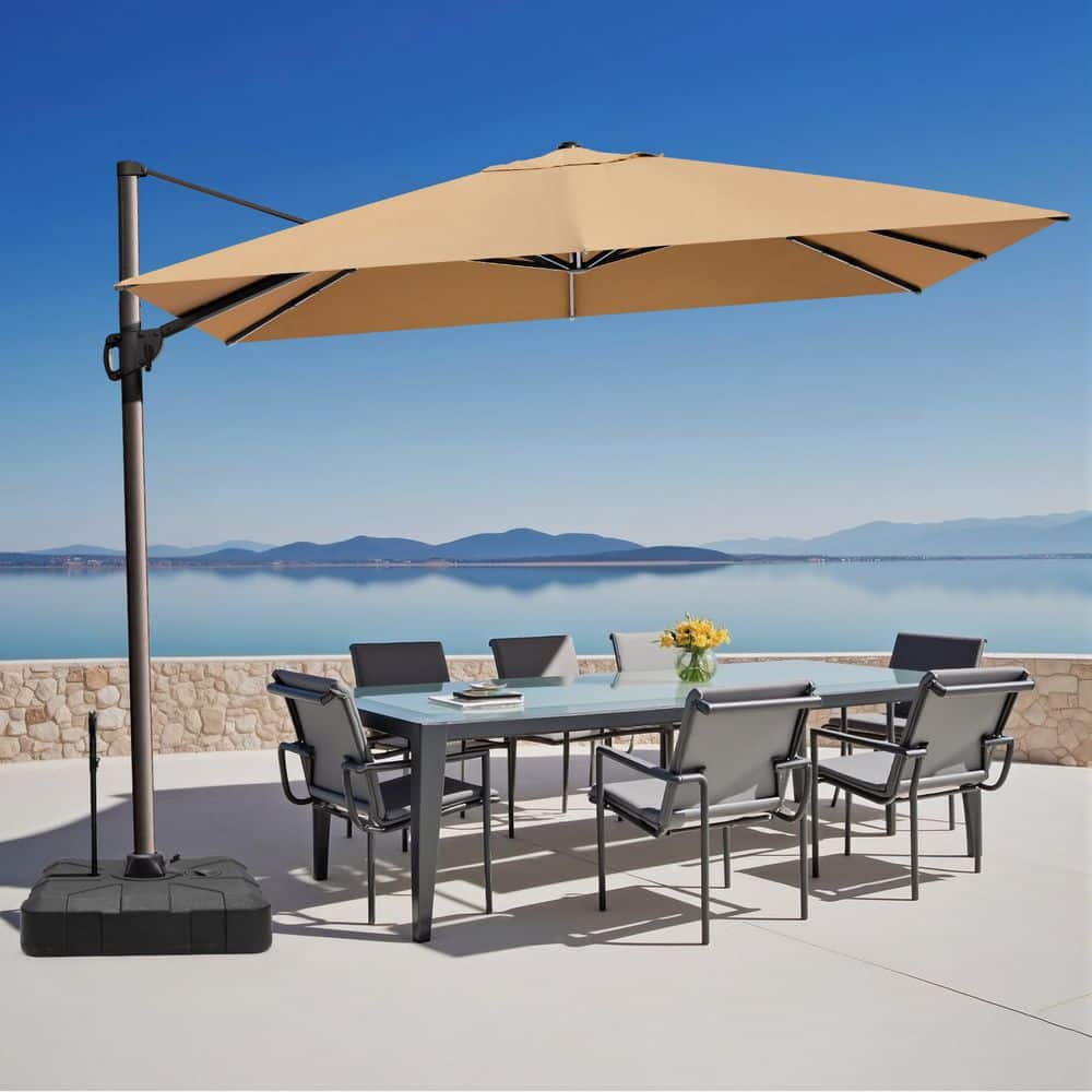 Crestlive Products 12 ft. x 9 ft. Cantilever Patio Umbrella with 300 lb ...