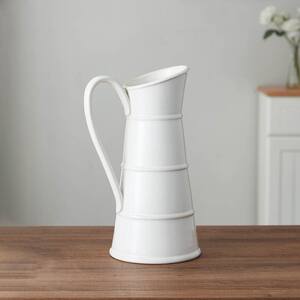 Genteel Charm White Ceramic Decorative Pitcher Vase 11132 - The Home Depot