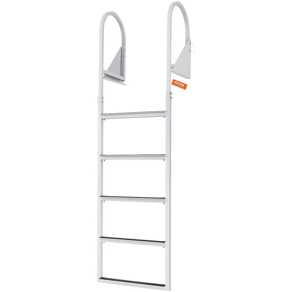 VEVOR 5-Step Flip-Up Dock Ladder 350 lbs. Aluminum Pontoon Boat Ladder ...