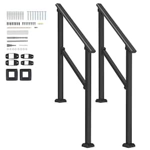 SVOPES 1-2 Step Outdoor Handrails, 36.2 in. H x 3.3 in. W, Black, Steel ...