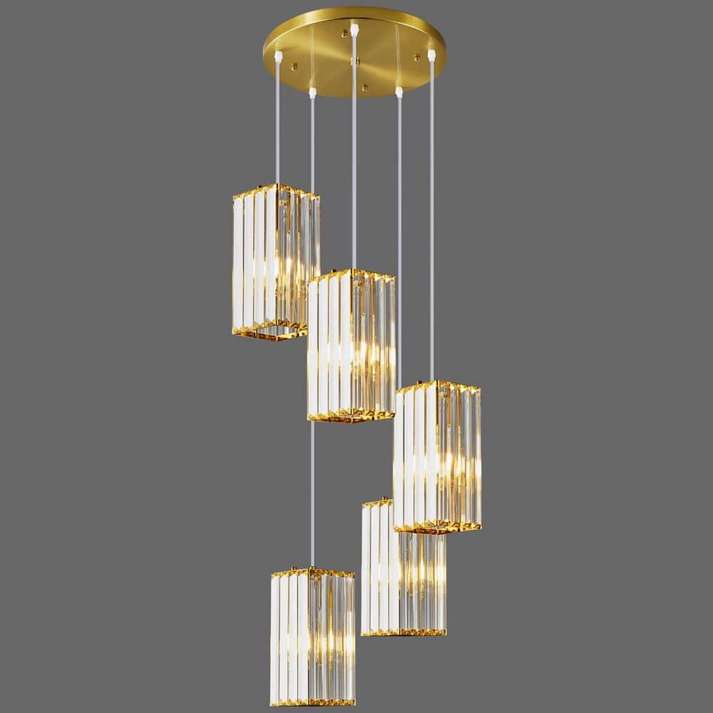 ZHLWIN Home Lighting 40-Watt 5-Light Gold Crystal Mini Pendant Light ...