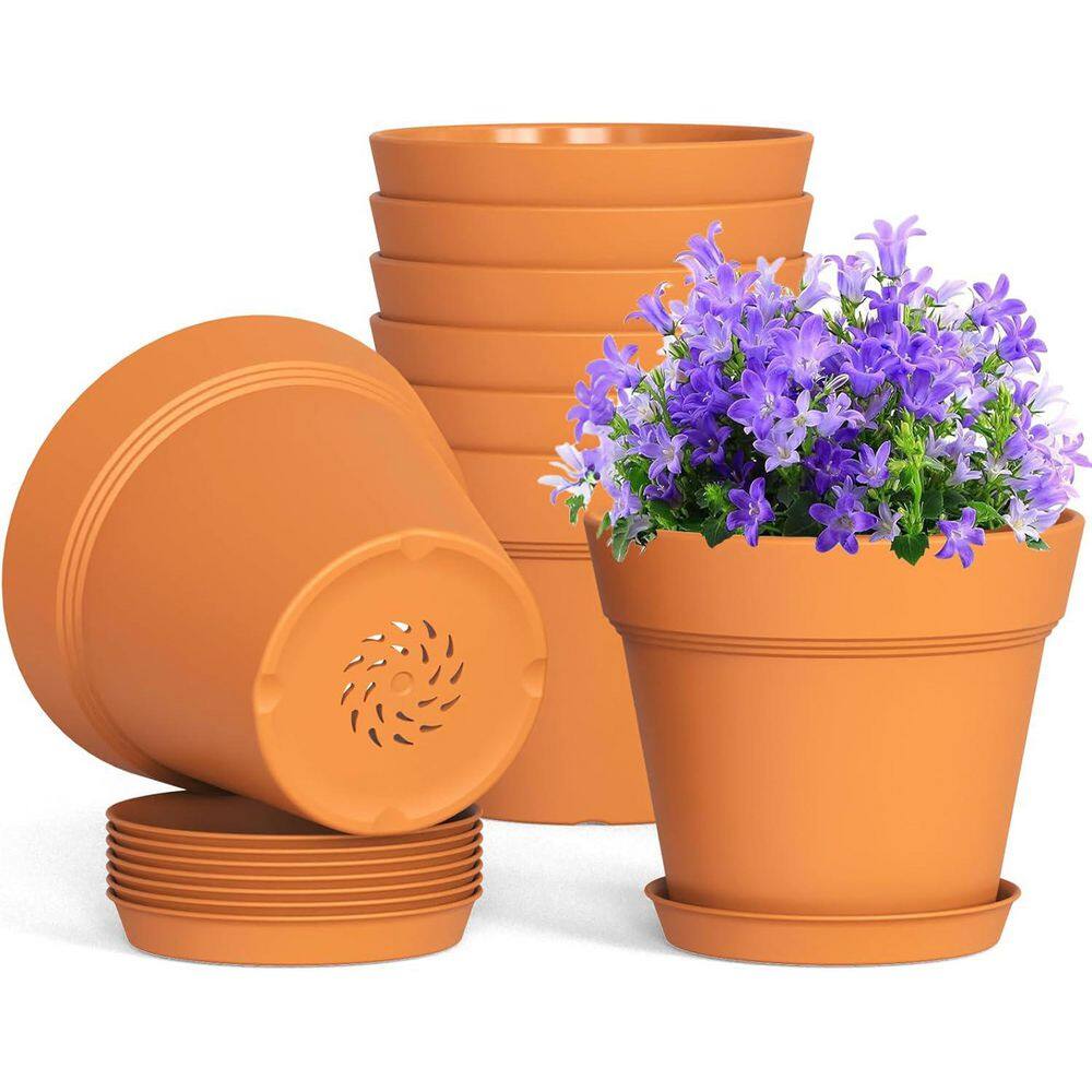 Cubilan Plastic Plant Pots with Drainage Holes and Trays, Seedling ...