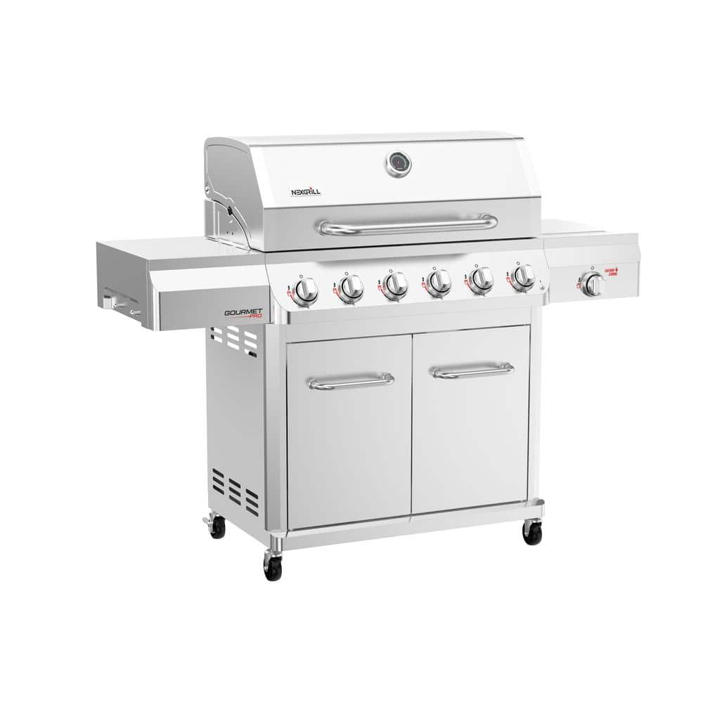 Nexgrill Gourmet Pro 6-Burner Stainless Steel Propane Gas Grill with ...