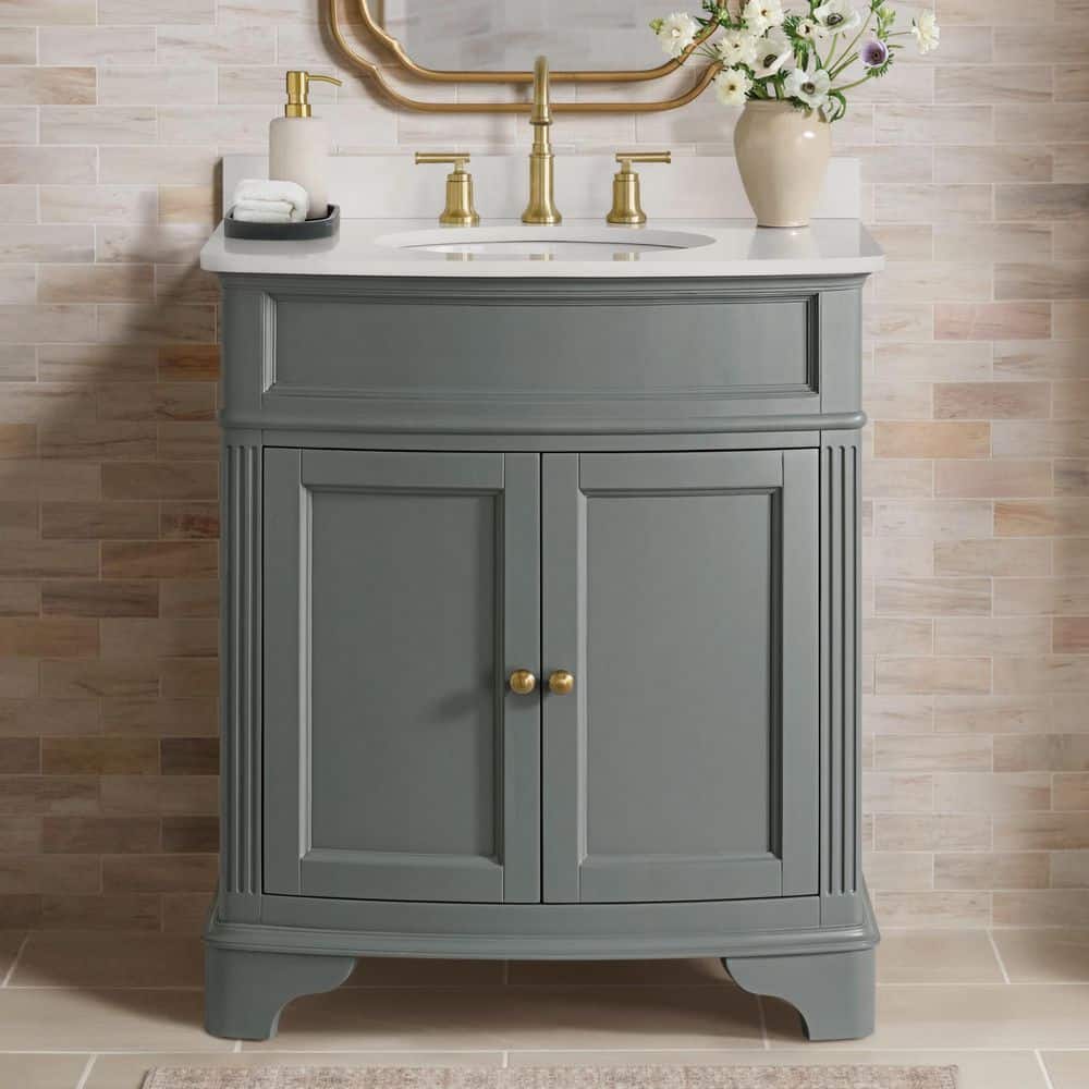 Reviews for Home Decorators Collection Terryn 31 in. Single Sink Sage ...