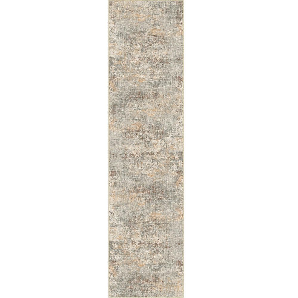 HaiiMeid Mist Gray/Brown 2 ft. x 8 ft. Modern Abstract Runner Rug ...