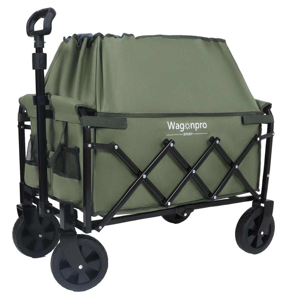 Otryad 11.8 cu. ft. Amy Green Fabric Garden Cart, Expandable Folding ...