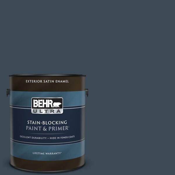 BEHR ULTRA 1 gal. #BXC-26 New Navy Blue Satin Enamel Exterior Paint ...