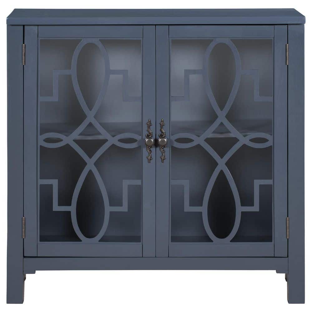 ZIRUWU Navy Blue Accent Cabinet 36 in. Wood Accent Buffet Sideboard ...