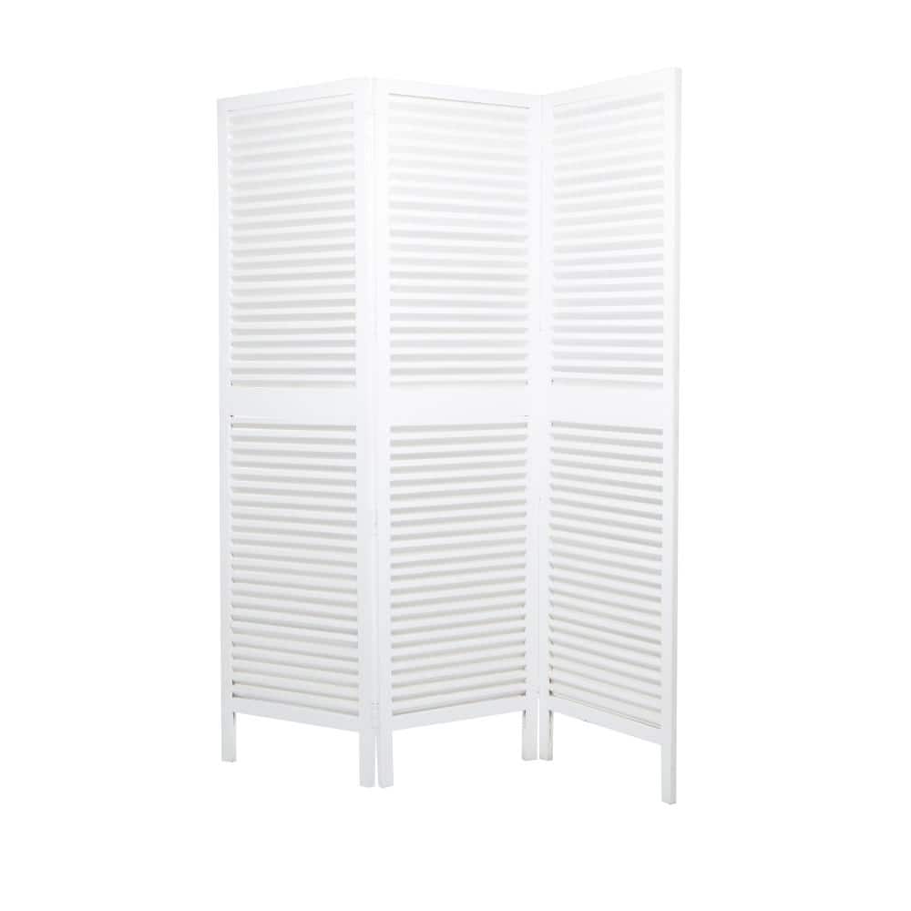 Litton Lane 6 ft. White 3 Panel Hinged Foldable Partition Room Divider ...