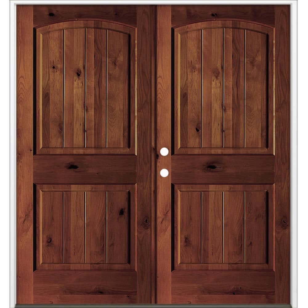 Krosswood Doors 72 in. x 80 in Rustic Knotty Alder Arch Top VG Right ...