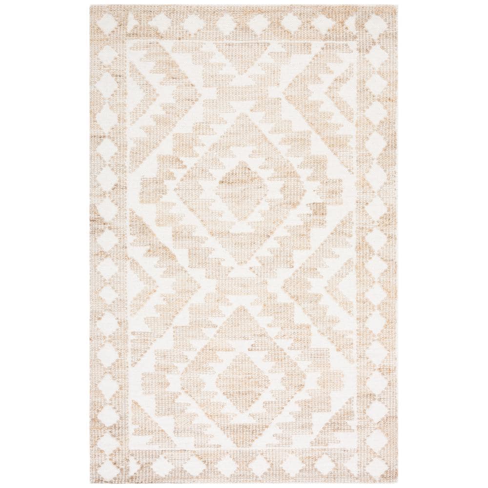 SAFAVIEH Natural Fiber Ivory/Beige 8 ft. x 10 ft. Aztec Border Area Rug ...