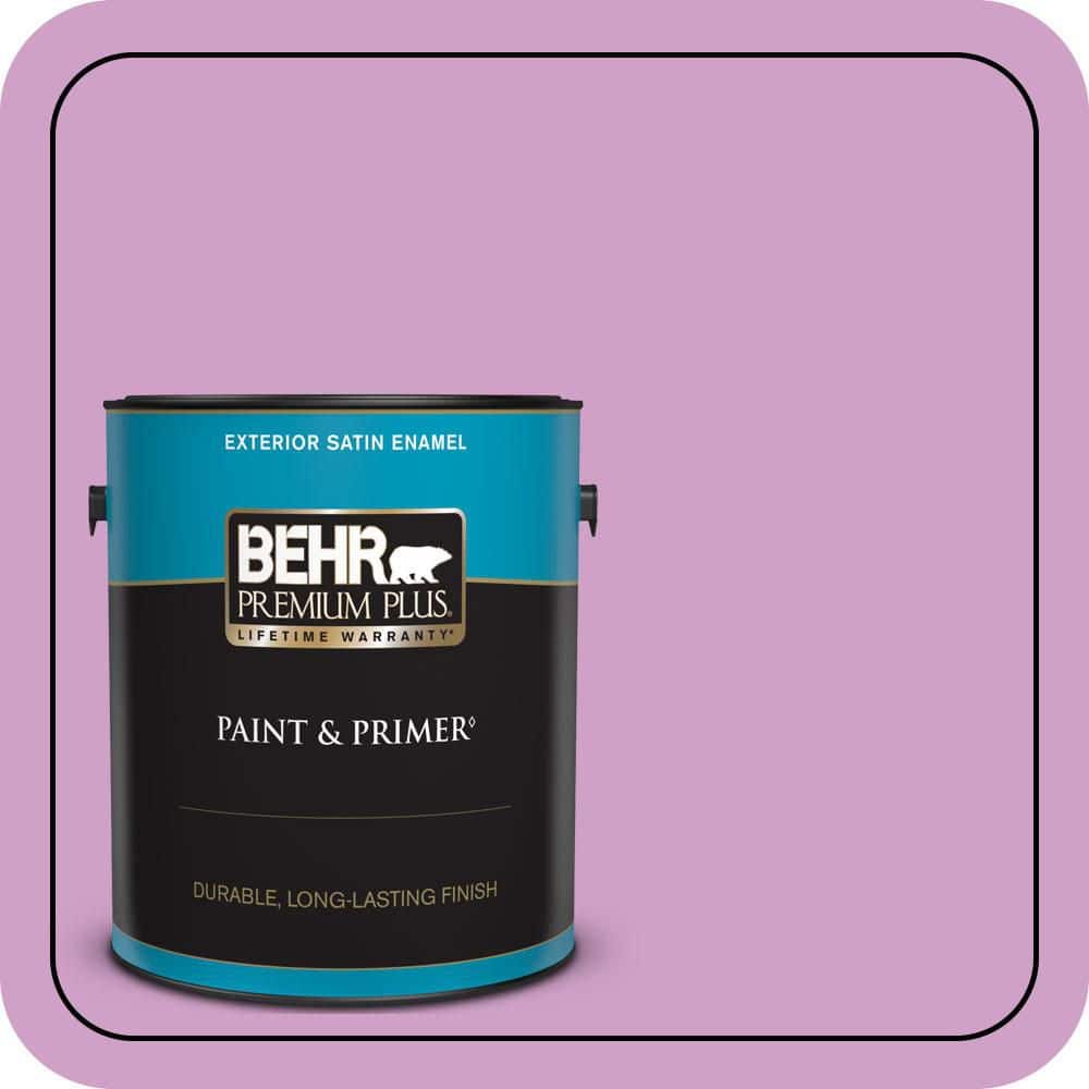 BEHR PREMIUM PLUS 1 gal. #670B-4 Geranium Bud Satin Enamel Exterior ...