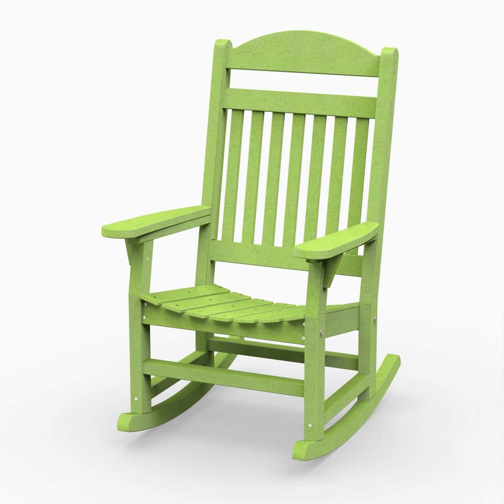 WILDRIDGE Heritage Lime Green Traditional Rocking Chair Plastic Outdoor ...