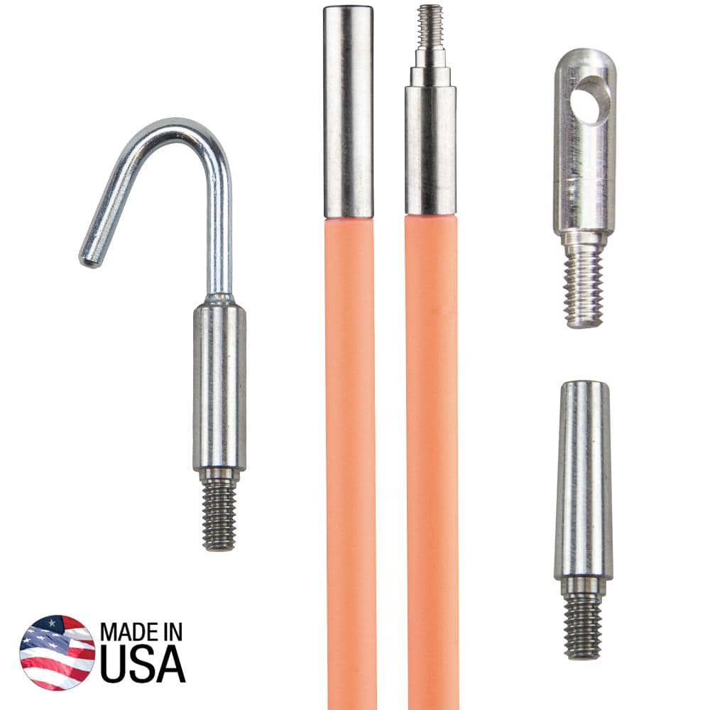 Klein Tools 10 ft. Low-Flex Glow Fish Rod Set 50103 - The Home Depot