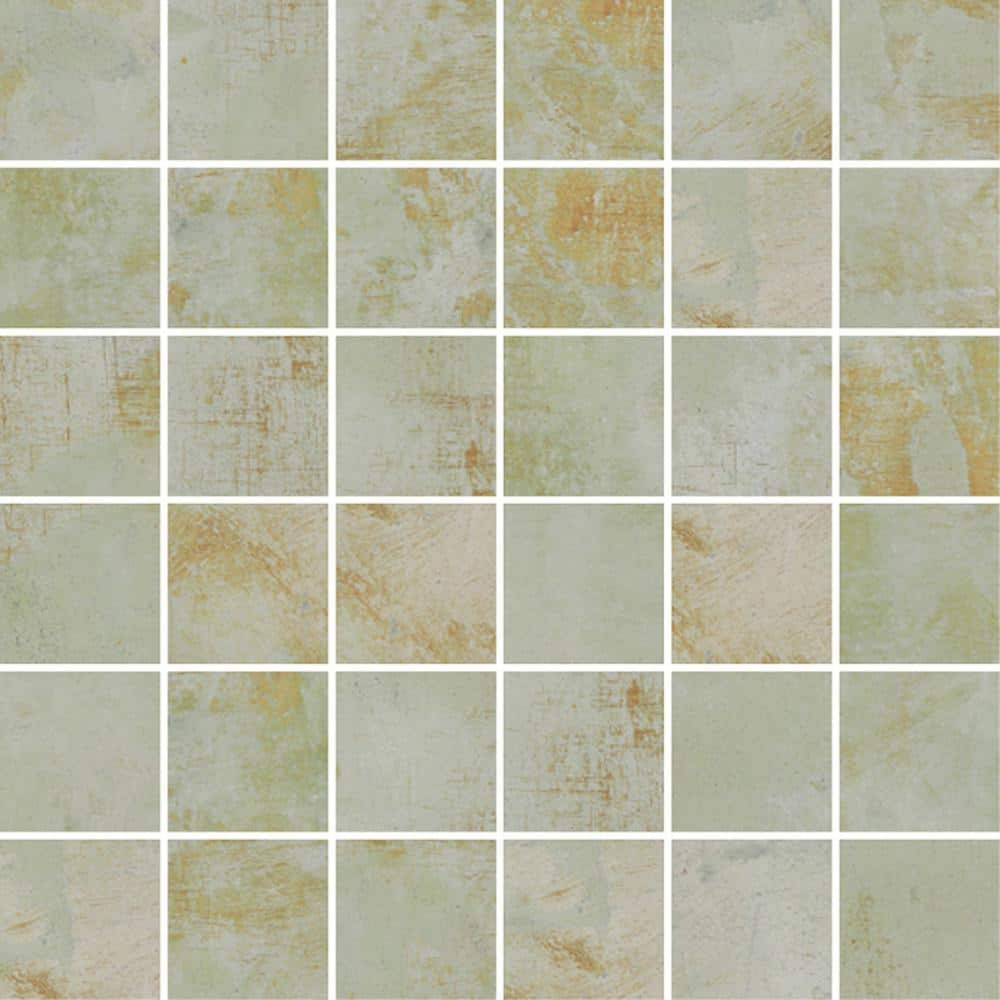 Apollo Tile Aureate 4 in. x 5 in. Natural Moss Green Porcelain Mosaic ...