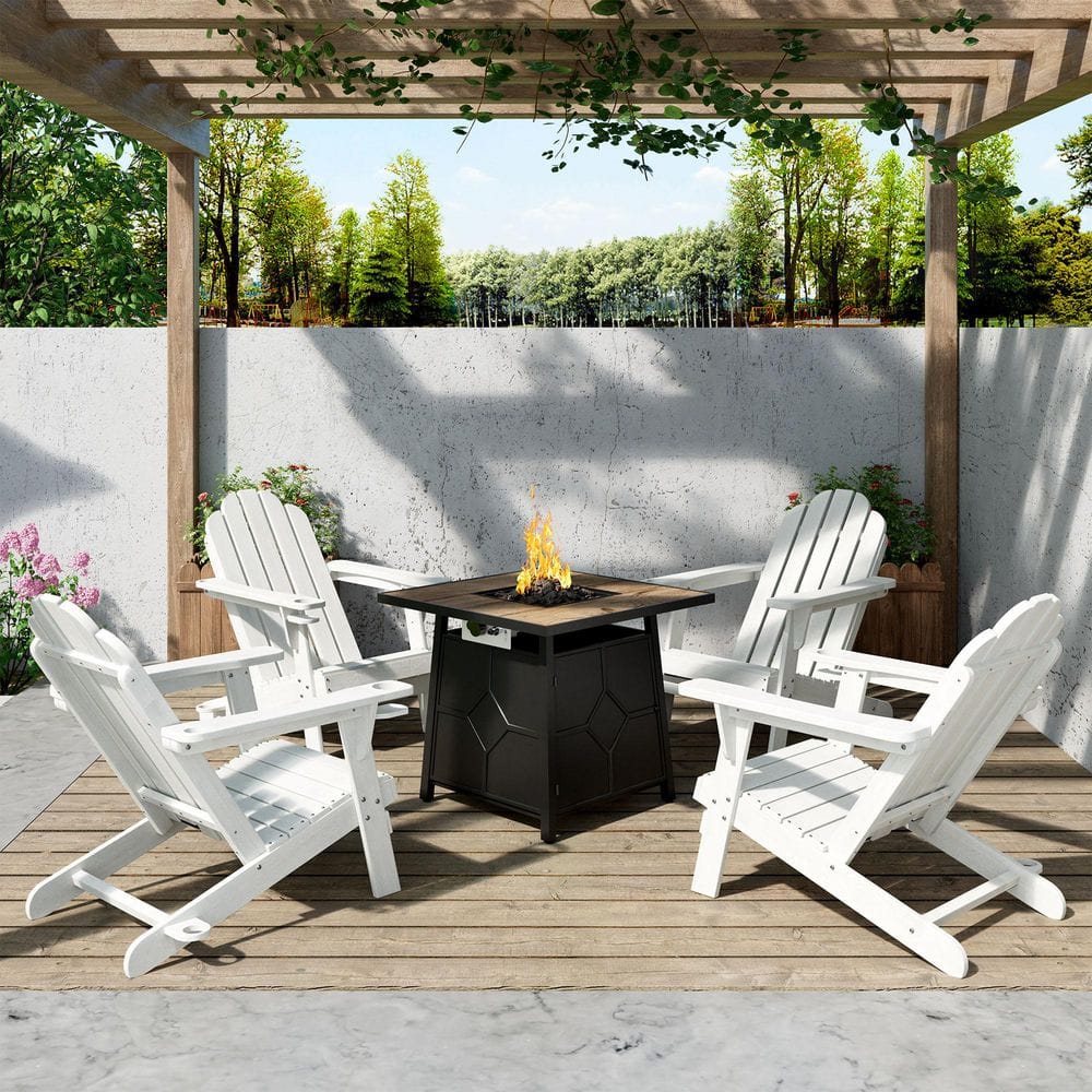 Boyel Living 5-Piece HDPE Adirondack Chairs Conversation Set with ...