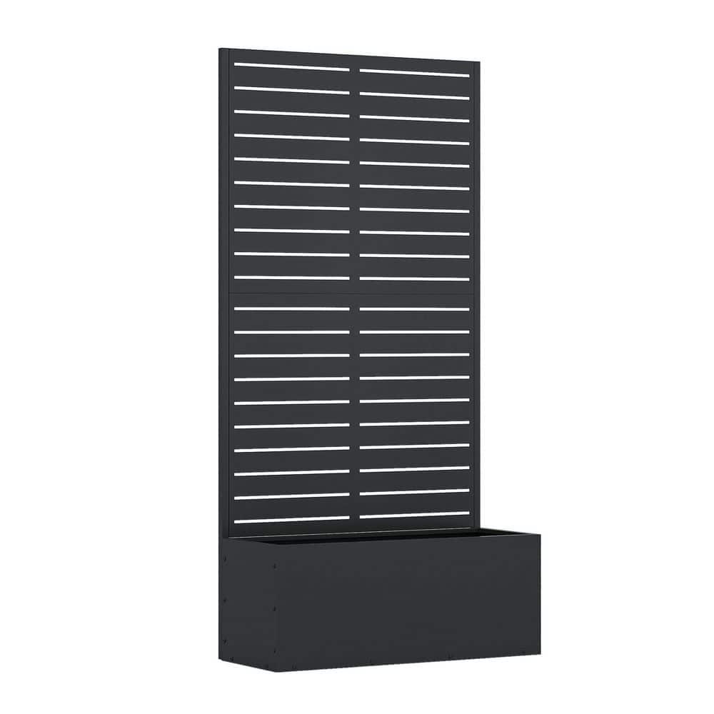 SpassWay Black Metal Rectangles Outdoor Planters Raised Garden Bed with ...