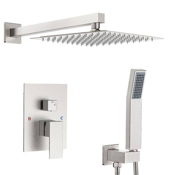 AKLFGN 12 in. Shower Head Double Handle 2-Spray Tub and Shower Faucet ...