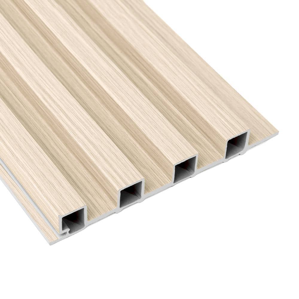 Art3dwallpanels White Ash 0.83 in. x 6 in. x 8 ft. Slat Water Resistant ...