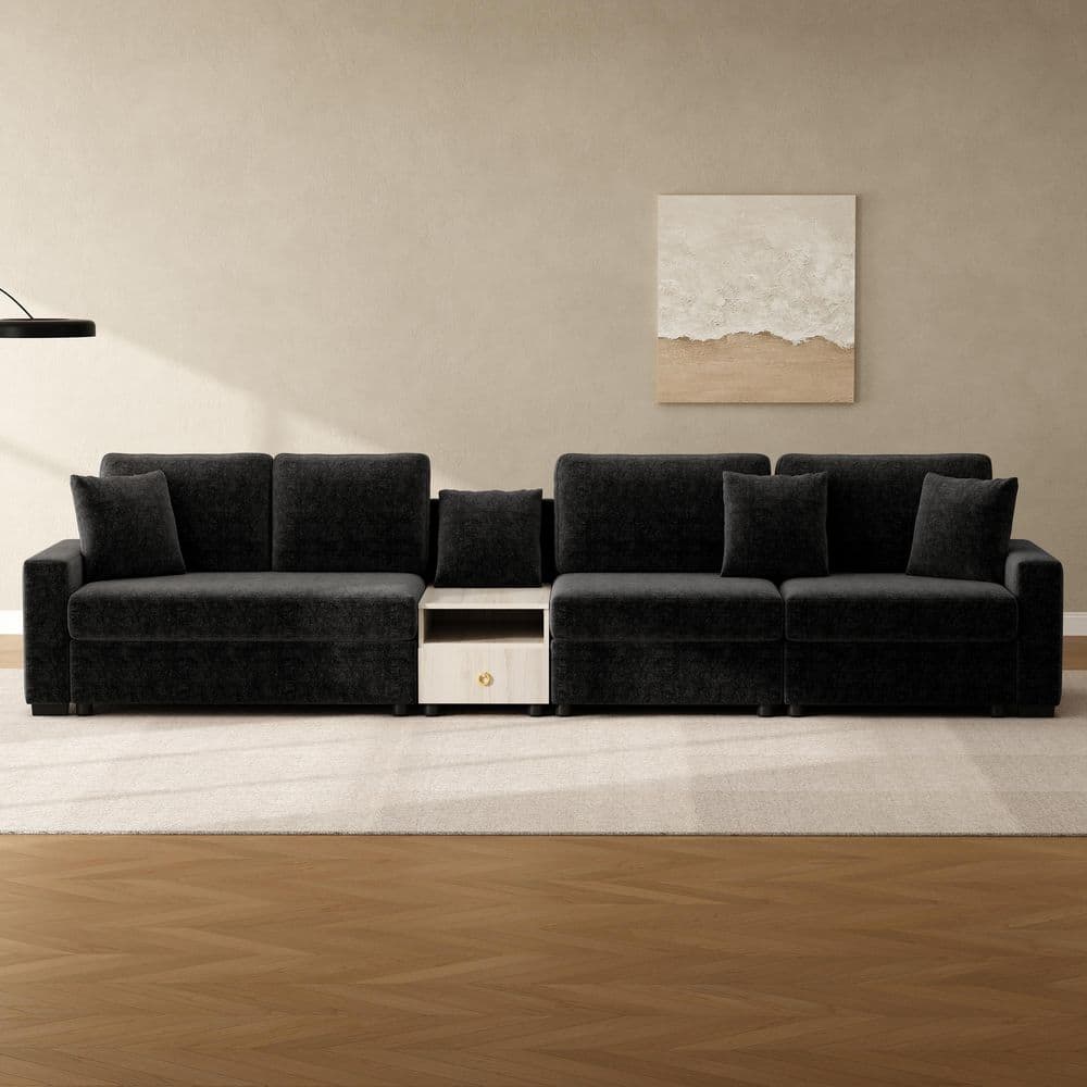 CHRISTOPHER KNIGHT HOME Cevano Modern 132.5 in. Chenille Upholstered 4 ...