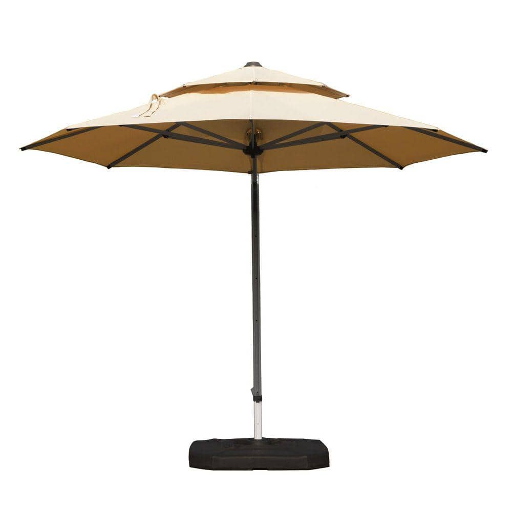 HOME FURNITURE HF INC 10 ft. Aluminium Push-Up Patio Umbrella in Beige ...