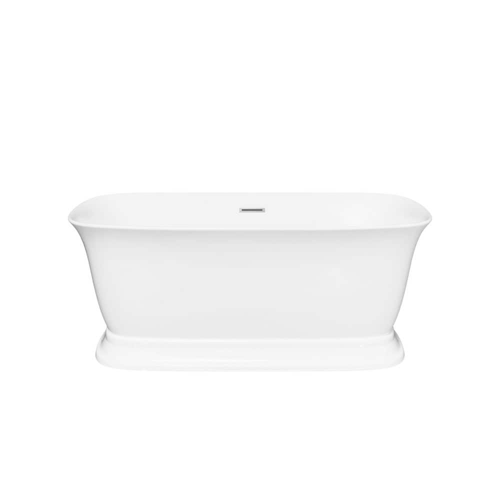 FORCLOVER Tivor 59 in. x 31.5 in. Acrylic Oval Soaking Bathtub with ...