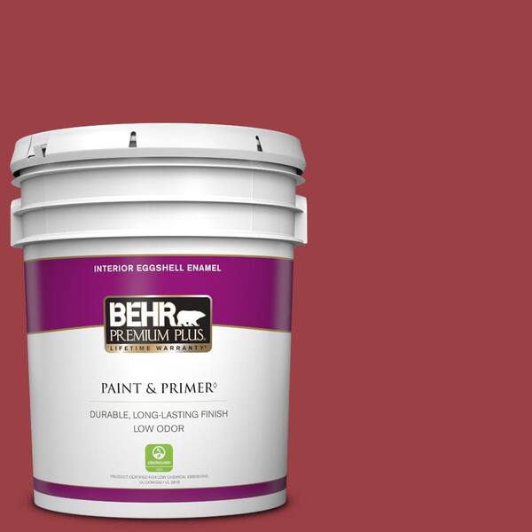 BEHR PREMIUM PLUS 5 gal. #QE-06 Reddest Red Eggshell Enamel Low Odor ...