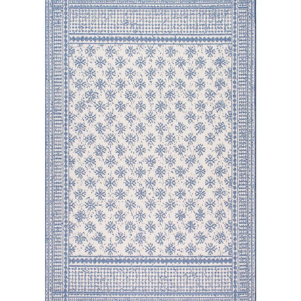 nuLOOM Rana Border Blue 6 ft. x 9 ft. Indoor/Outdoor Patio Area Rug ...