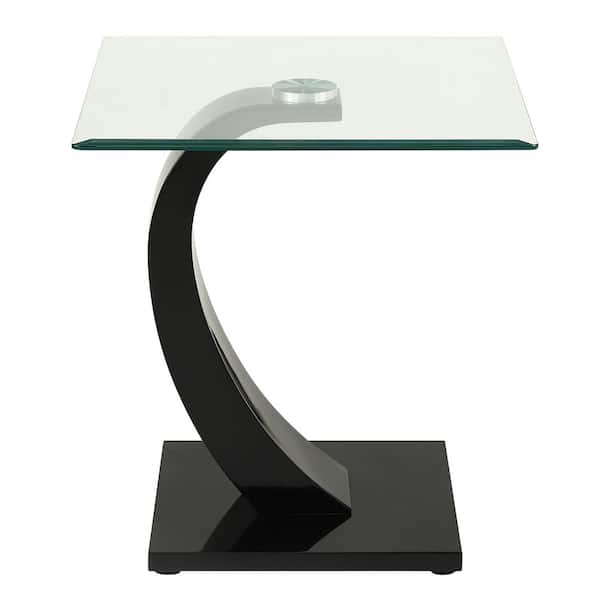 Furniture of America Tafthall 24 in. Black Rectangle Glass End Table ...