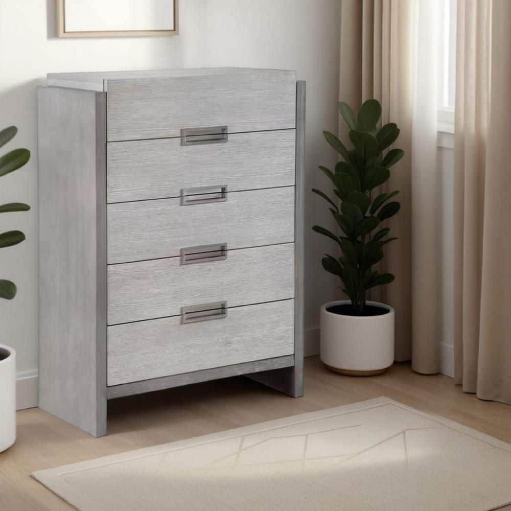 Benjara Gray 4 Drawers 37 in. Wide Chest of Drawers BM333838 - The Home ...