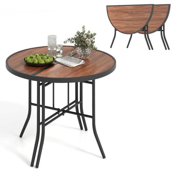 Kadehome 35.5 in. W Half-Round Patio Side Table Folding Event Table ...