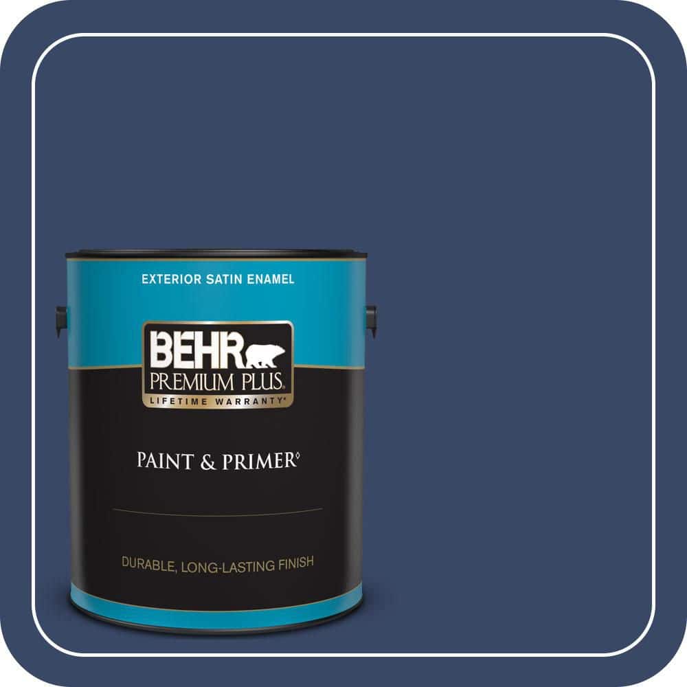 BEHR PREMIUM PLUS 1 gal. #MQ5-14 Bon Nuit Satin Enamel Exterior Paint ...