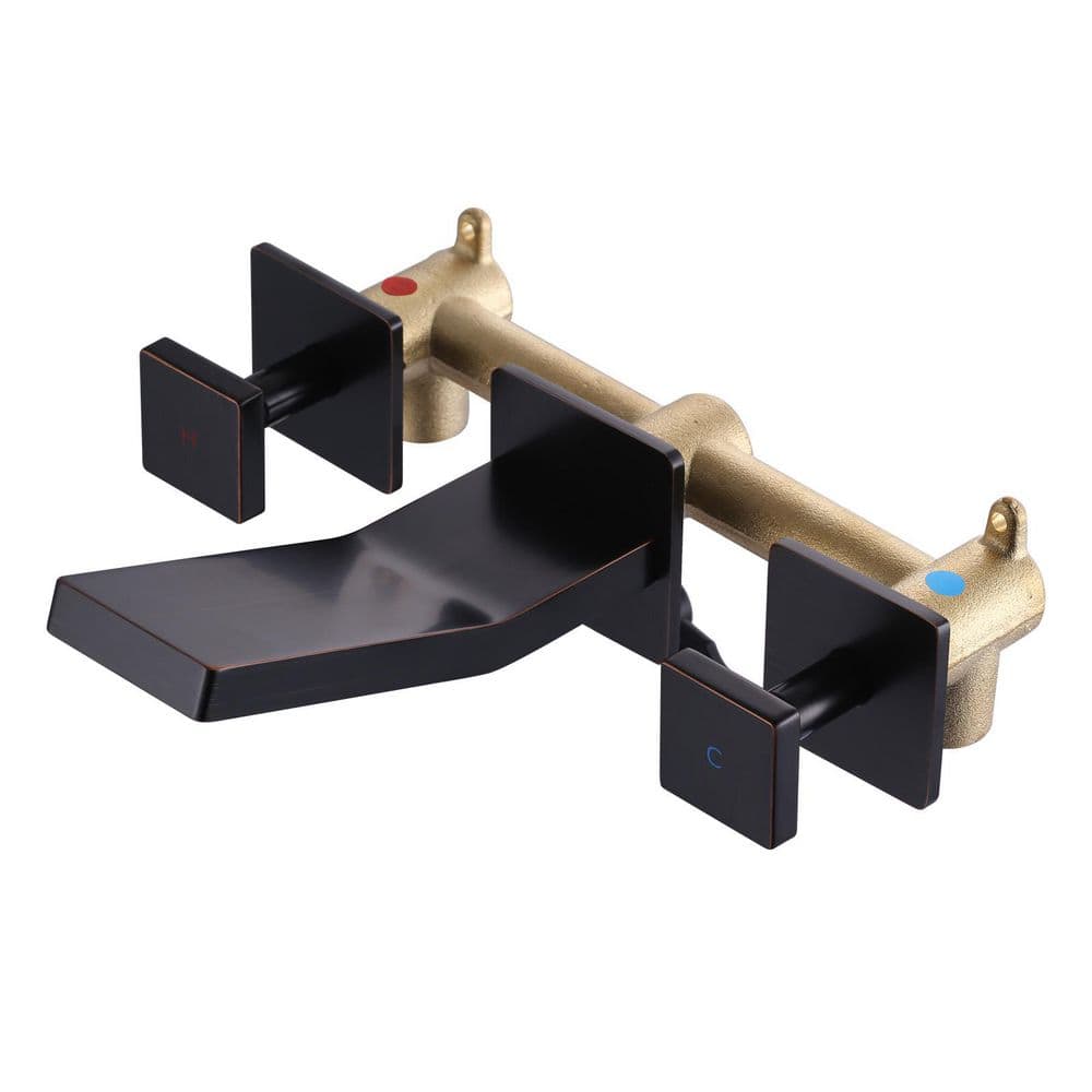 ARCORA Double Handle Solid Brass Wall Mounted Bathroom Faucet ...