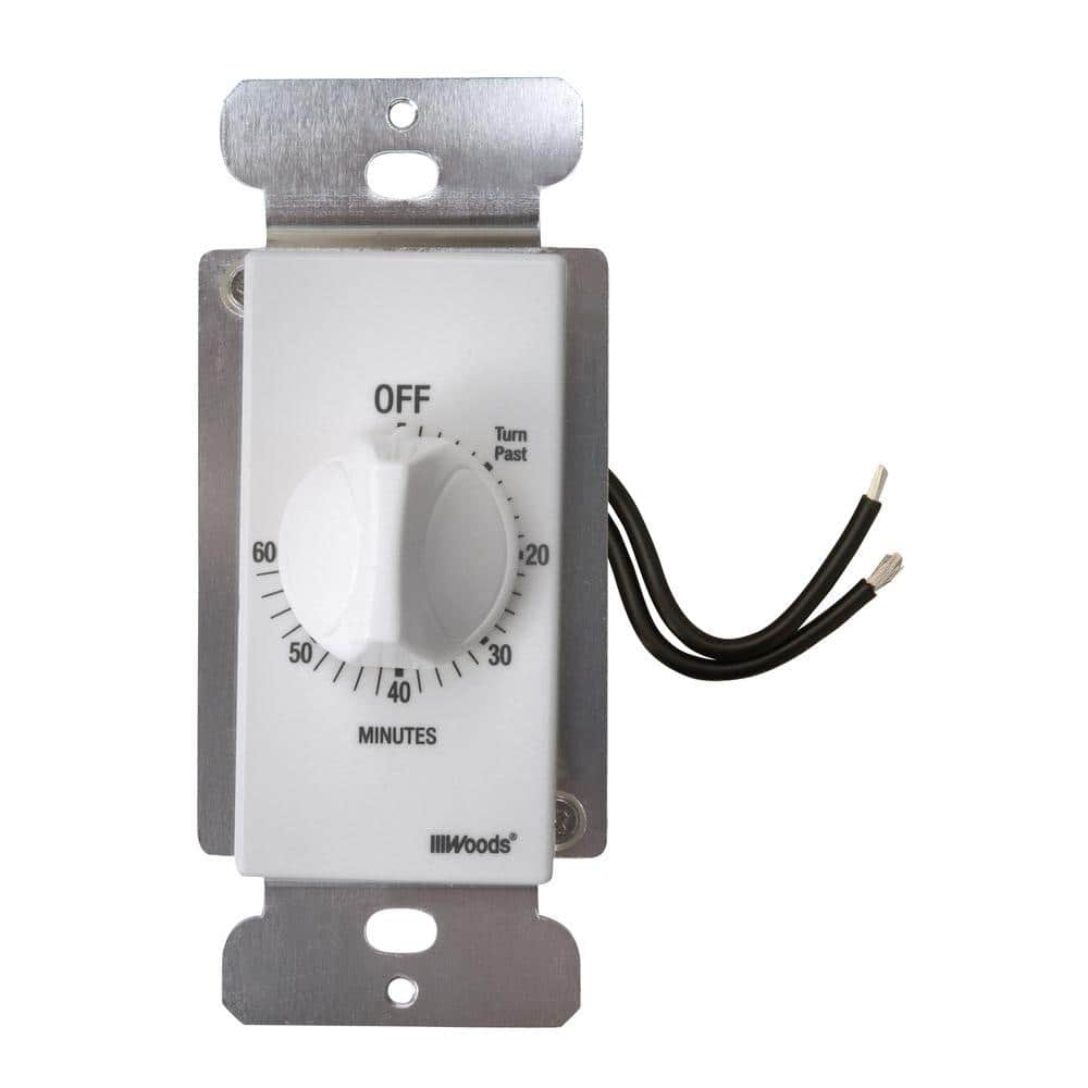 Woods 20-Amp 60-Minute In-Wall Spring Wound Countdown Timer Switch ...