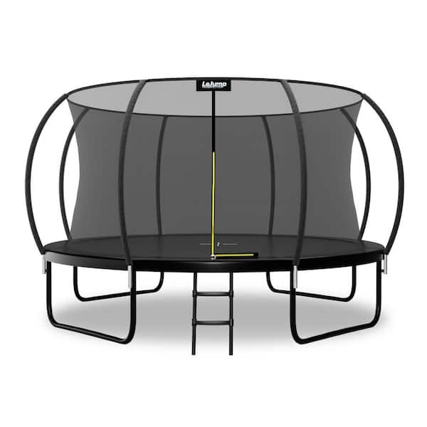 14 ft. Outdoor Recreational Trampoline with Basketball Hoop Enclosure ...