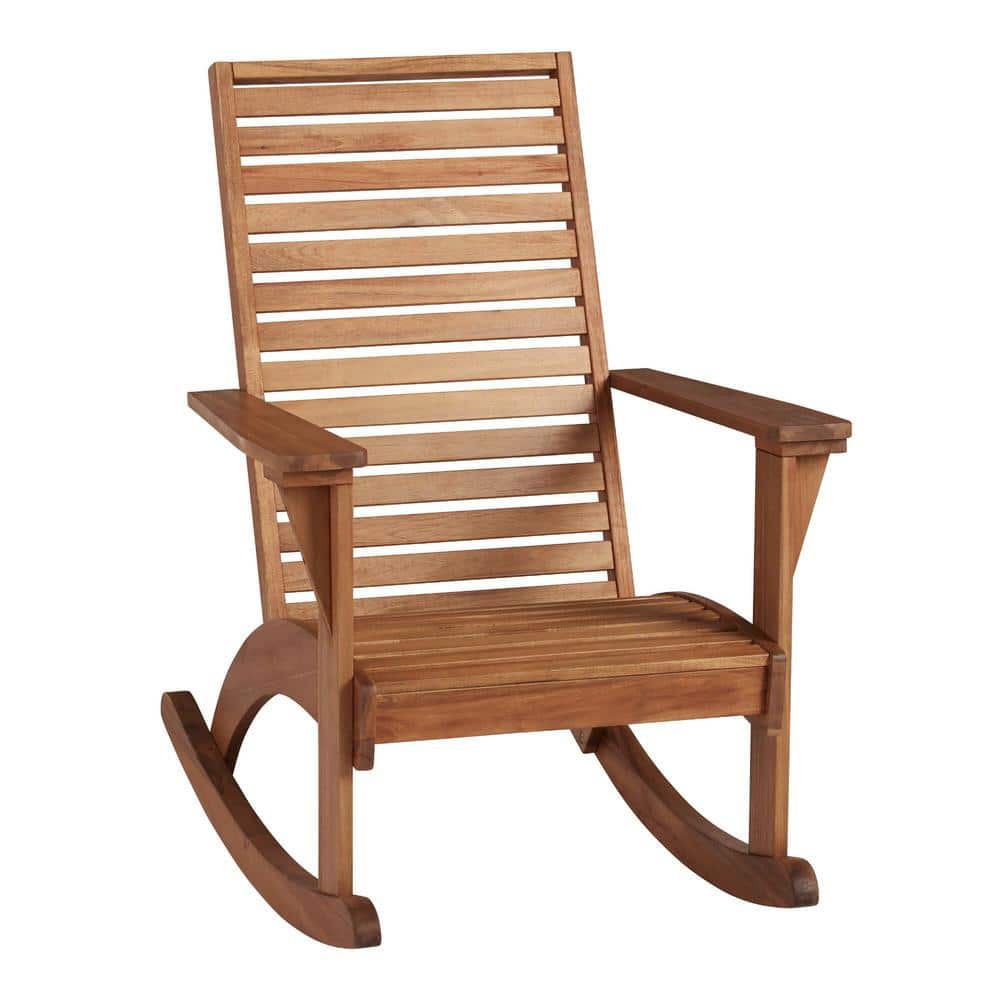 Linon Home Decor Kay Natural Brown frame Wood Outdoor Rocking Chair ...