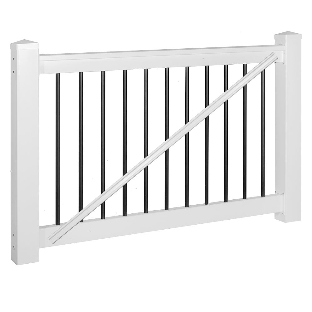 Weatherables Bellaire 3 ft. H x 5 ft. W White Vinyl Railing Gate Kit ...