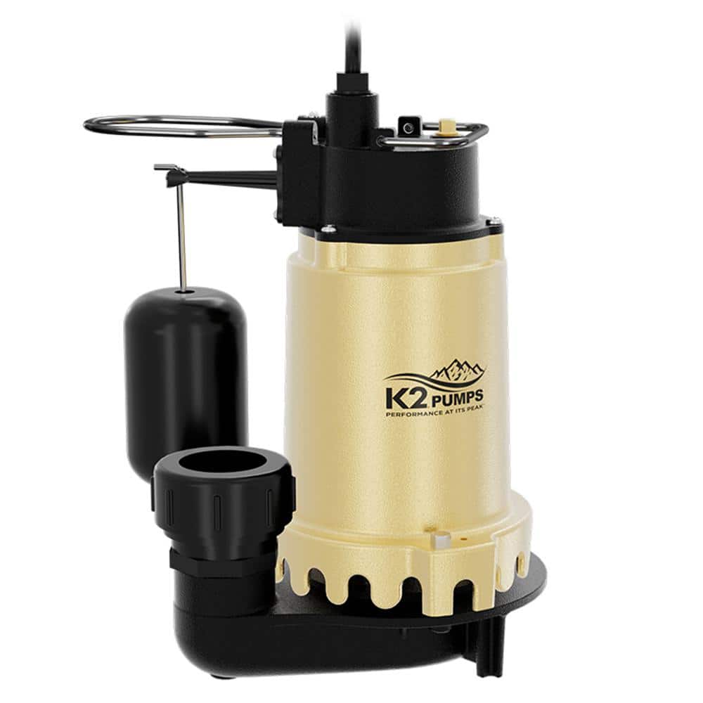 K2 PRO 1/3 HP Heavy- Duty Cast Iron Sump Pump with Snap Action Switch ...