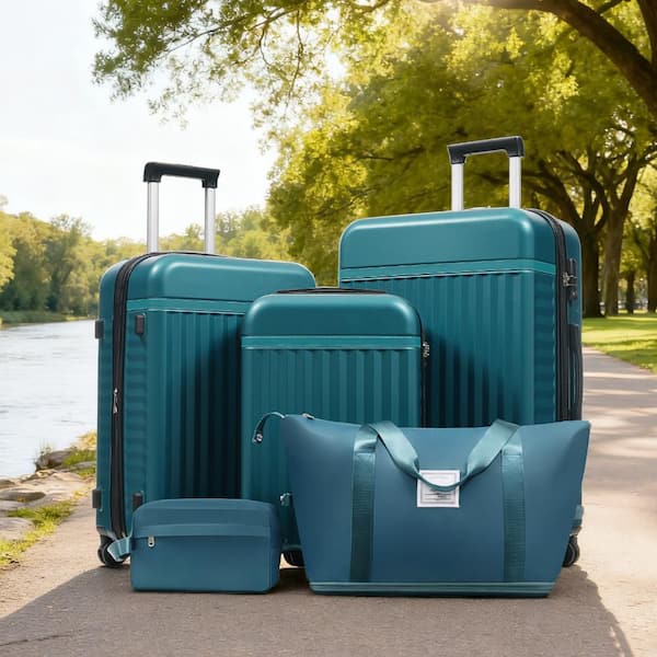 Merax 5 Bags 5-Piece Dark Green Expandable ABS Hardshell Luggage Set ...