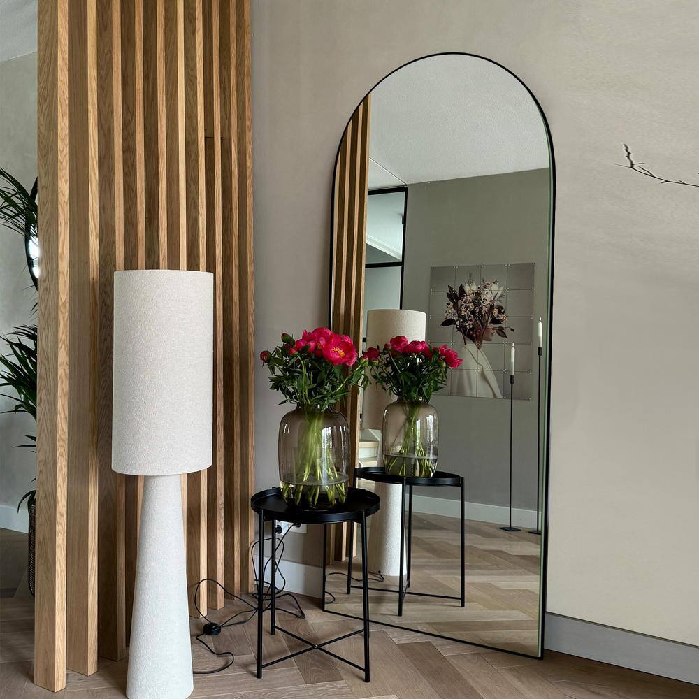 LuxHomez 22 in. W x 65 in. H Modern Arch Wood Full Length Mirror Black ...